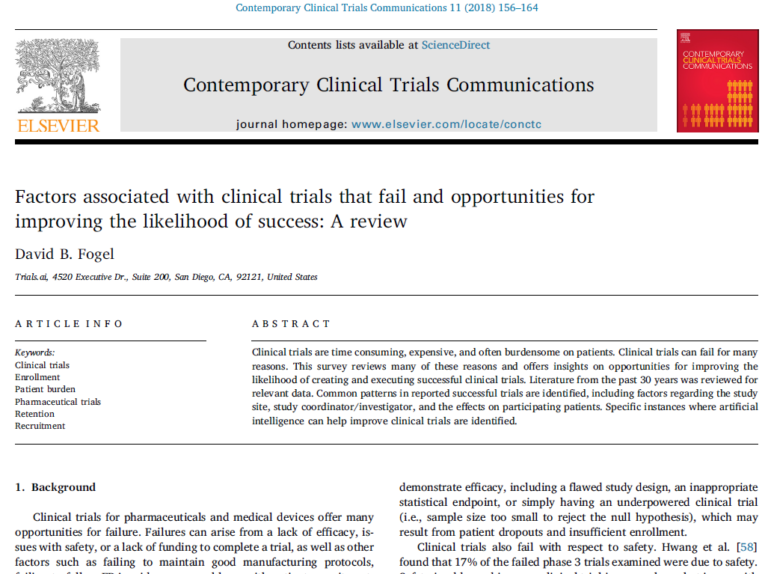 Factors associated with clinical trials that fail – Trials.ai